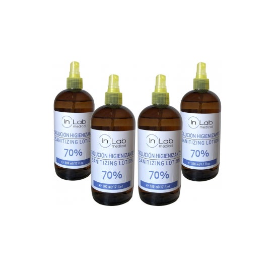 Solução higienizante hidroalcoólica InLab Medical® 500 ml x 4 pcs ...